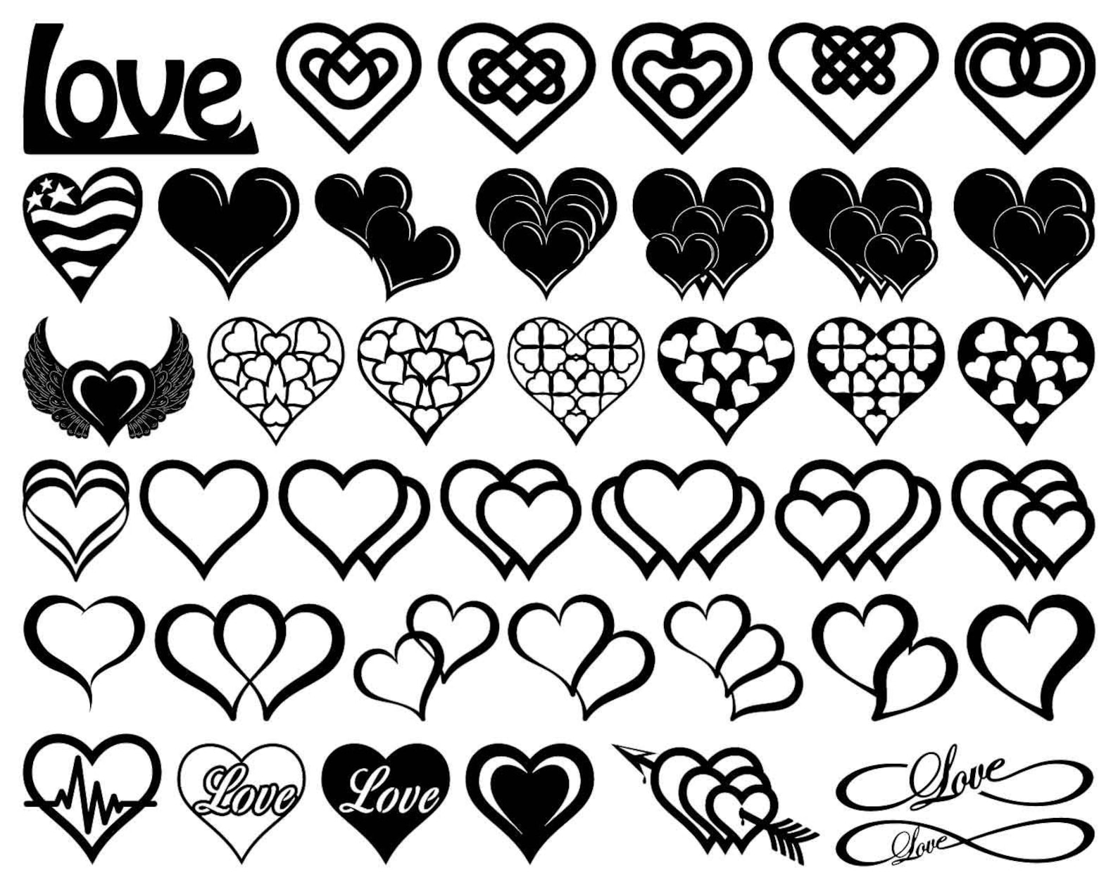 Hearts and Love Signs-dxf Files and SVG Cut Ready for Cnc Machines ...