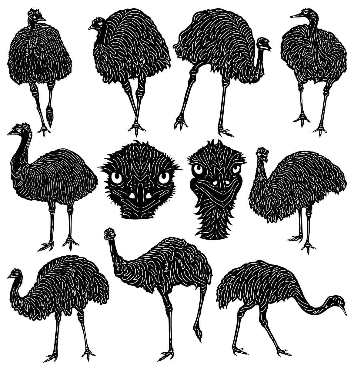 Australian Emu Birds-dxf Files and SVG Cut Ready for Cnc Machines ...