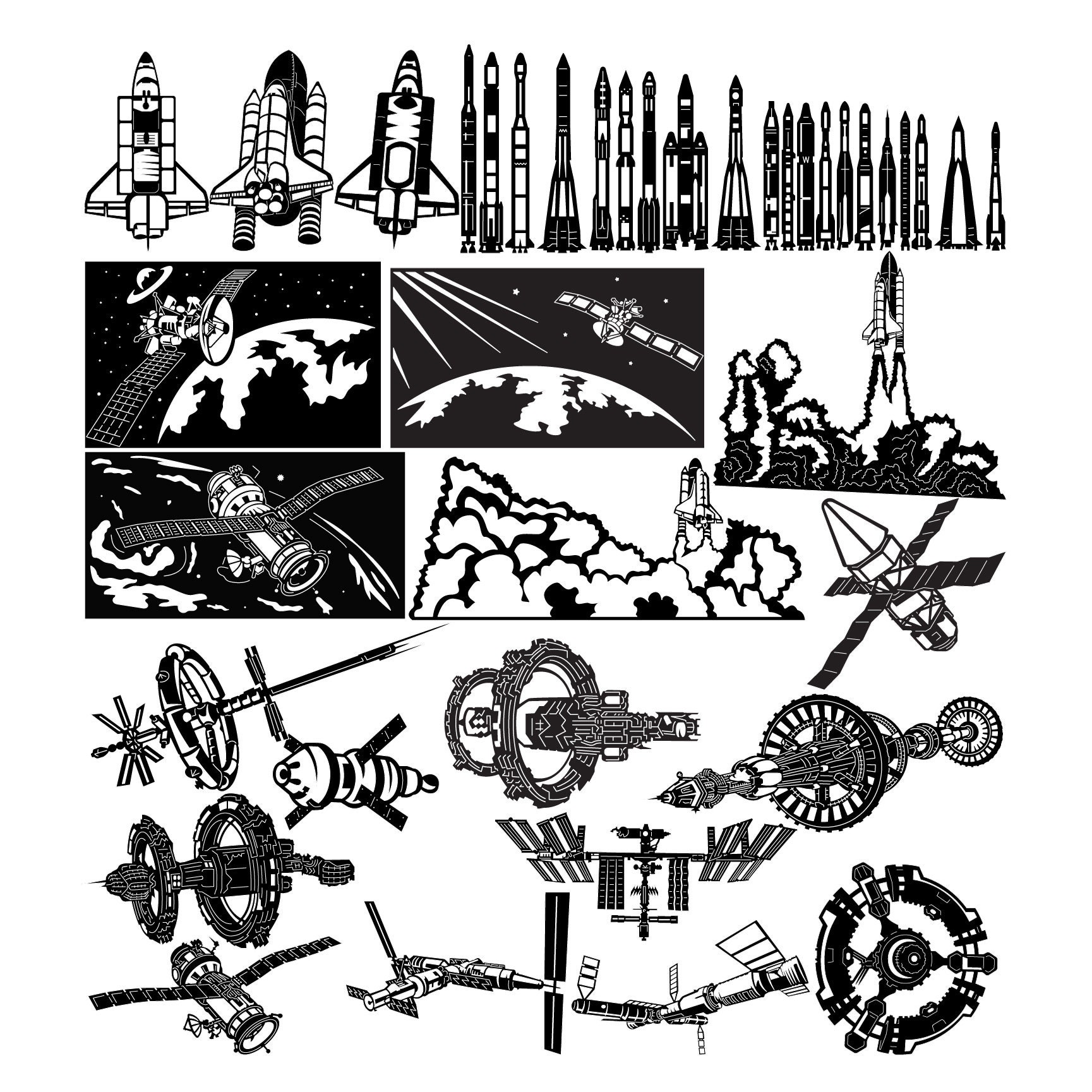 Spacecrafts & Rockets DXF SVG Files: CNC Laser Plasma Cut Ready - Etsy