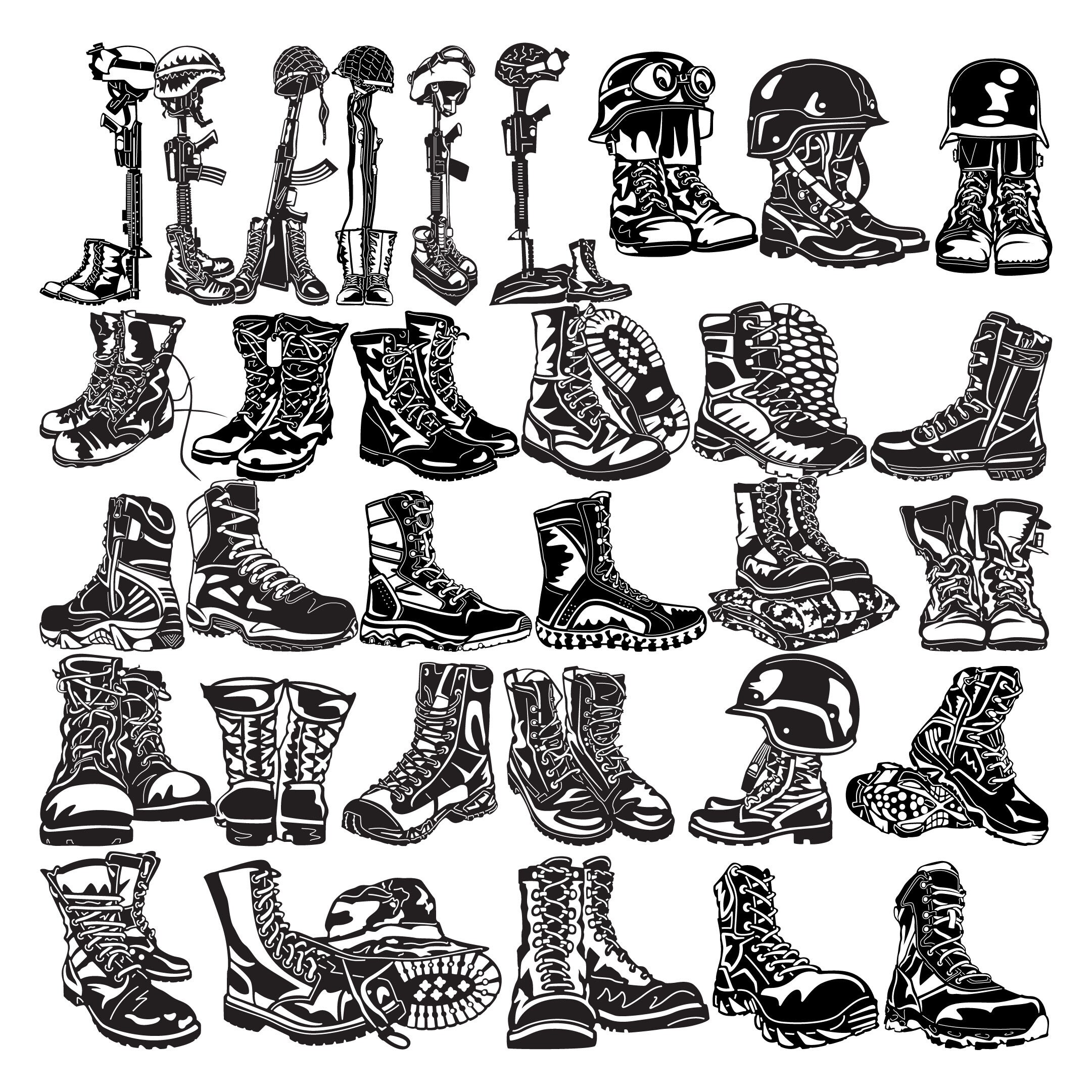 Military Combat Boots-dxf Files and SVG Cut Ready for Cnc Machines ...