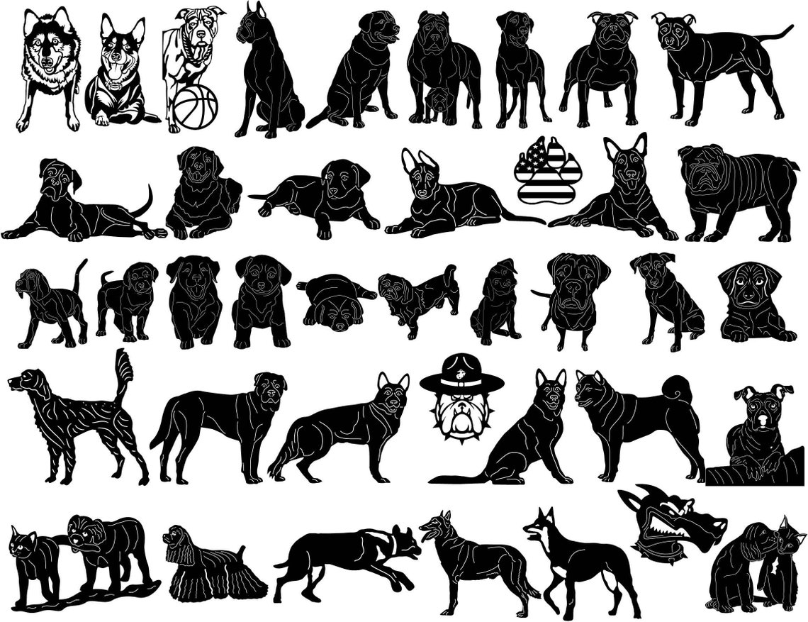 Dogs and Puppies-dxf Files and SVG Cut Ready for Cnc Machines, Laser ...