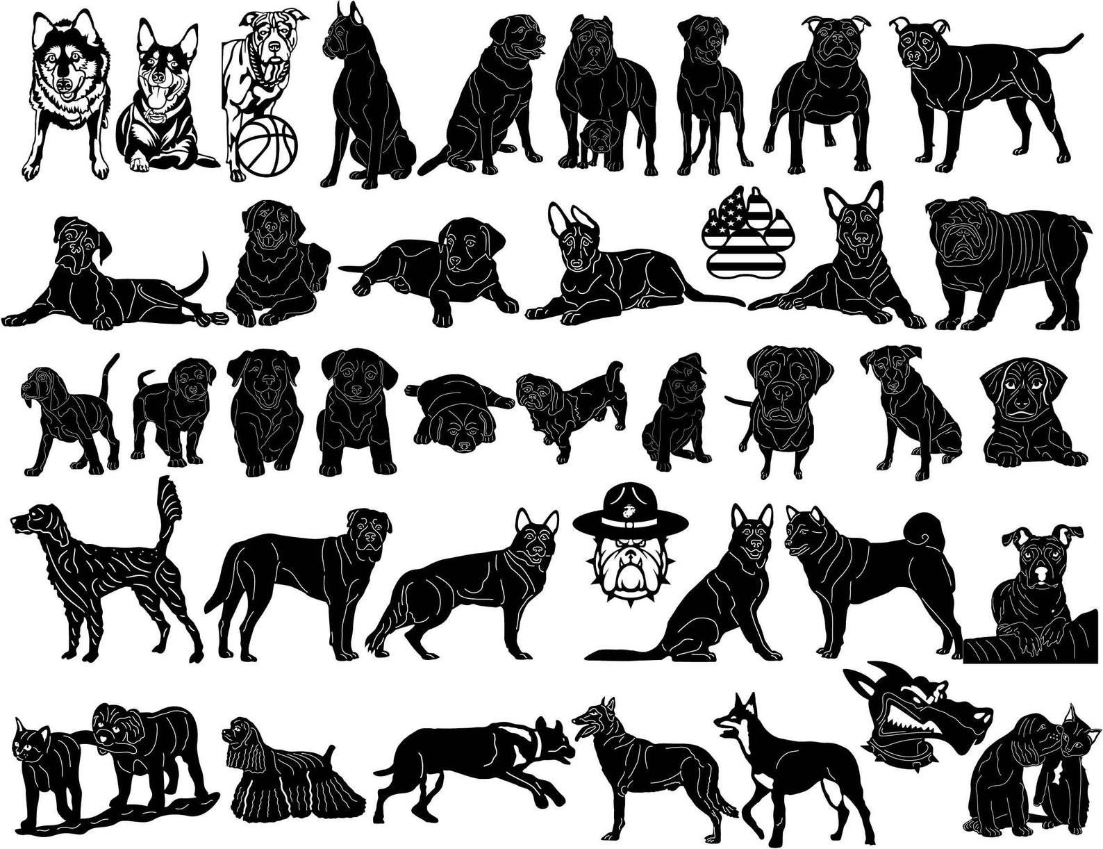 Dogs and Puppies-dxf Files and SVG Cut Ready for Cnc Machines - Etsy