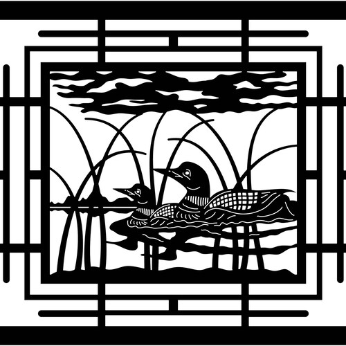 Loons in Lake Scene Railing Insert-dxf Files Cut Ready for Cnc - Etsy ...