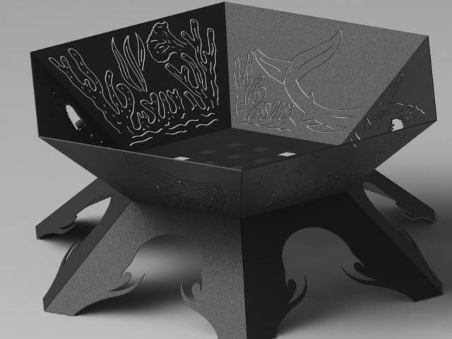 Fire Pit Hexagon Shark Fish and Coral Reef-dxf Files Cut Ready - Etsy
