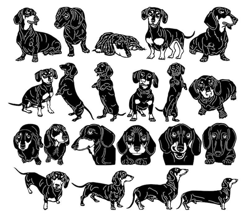 Dachshund Dogs-dxf Files and SVG Cut Ready for Cnc Machines, Laser ...