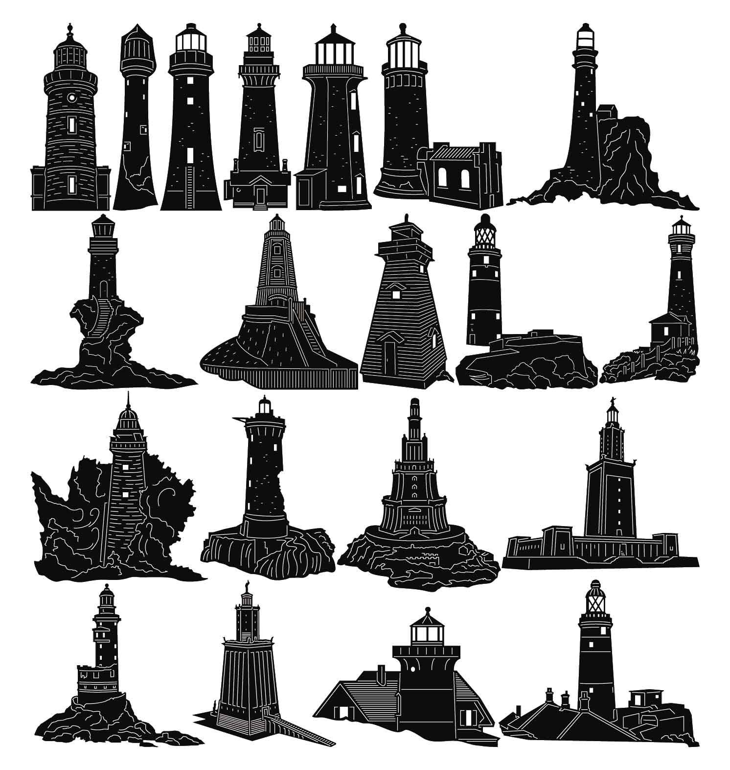 Lighthouses Towers Buildings-dxf Files and SVG Cut Ready for Cnc ...