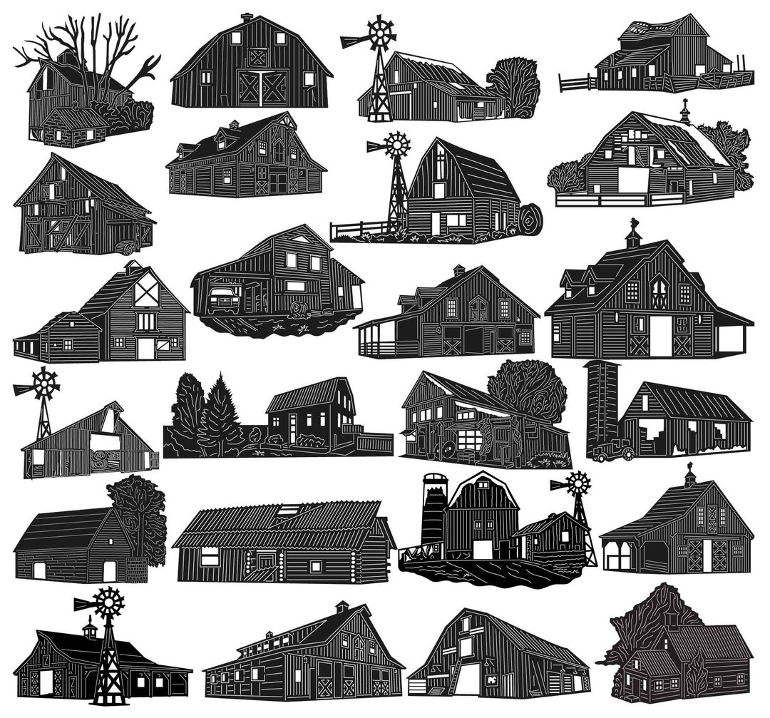 Barns & Cottages SVG DXF: CNC Laser Cut Files - Etsy