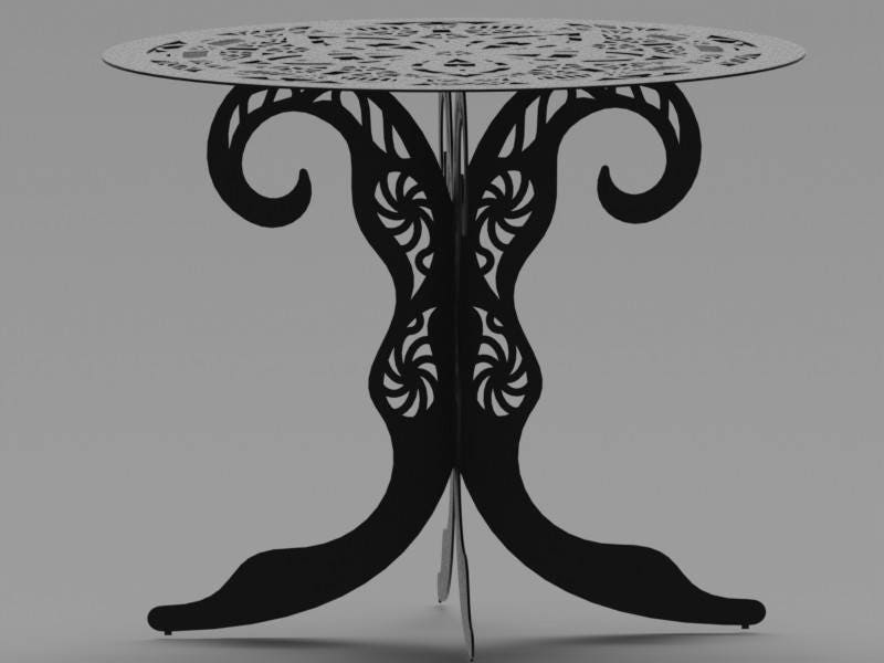 Ornamental Round Table with Traditional Style Scroll Legs-DXF | Etsy