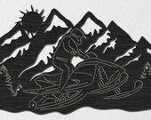 Snowmobile Riding and Mountains View Scene-dxf Files Cut Ready - Etsy