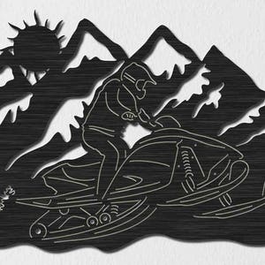 Snowmobile Riding and Mountains View Scene-dxf Files Cut Ready for Cnc ...