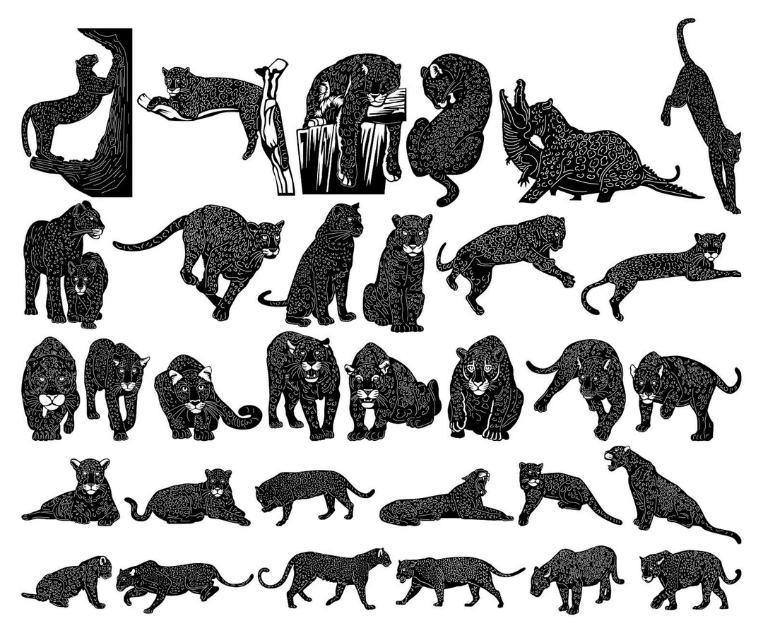 Jaguar and Leopard-dxf Files and SVG Cut Ready for Cnc Machines, Laser ...