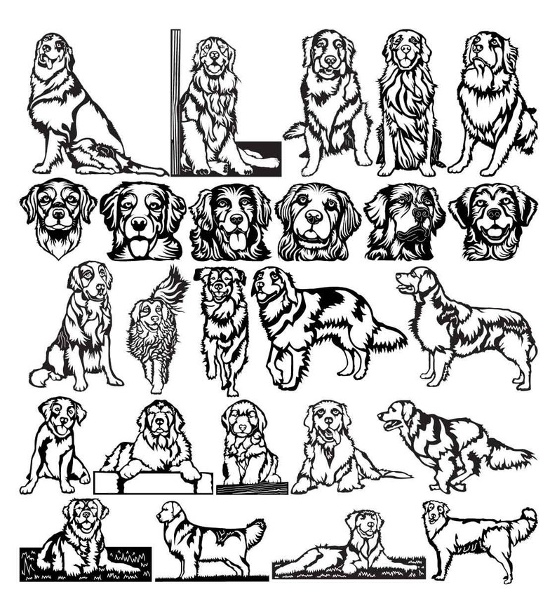 Golden Retrievers Dogs-dxf Files and SVG Cut Ready for Cnc Machines ...