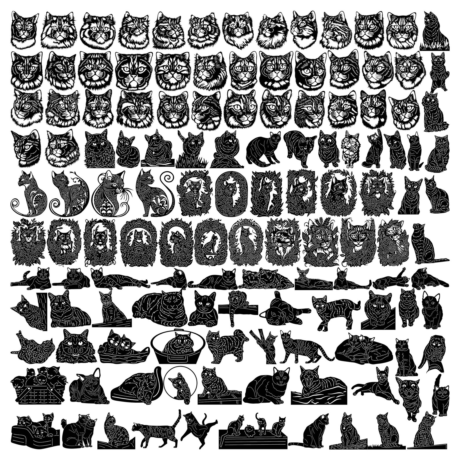 Cats and Kittens Cute-dxf Files and SVG Cut Ready for Cnc Machines ...