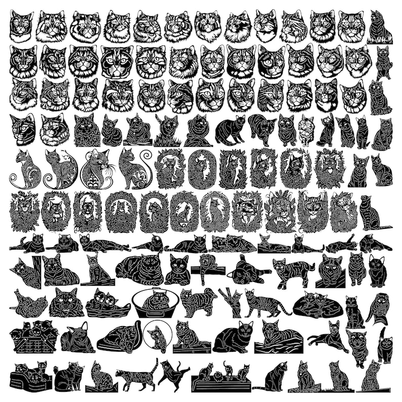 Cats and Kittens Cute-dxf Files and SVG Cut Ready for Cnc Machines ...