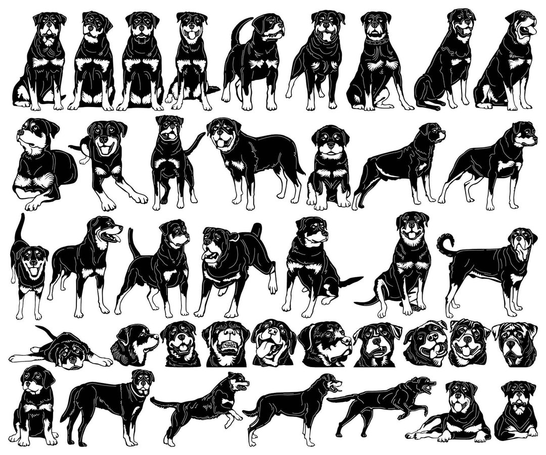 Rottweiler Dogs-dxf Files and SVG Cut Ready for Cnc Machines, Laser ...