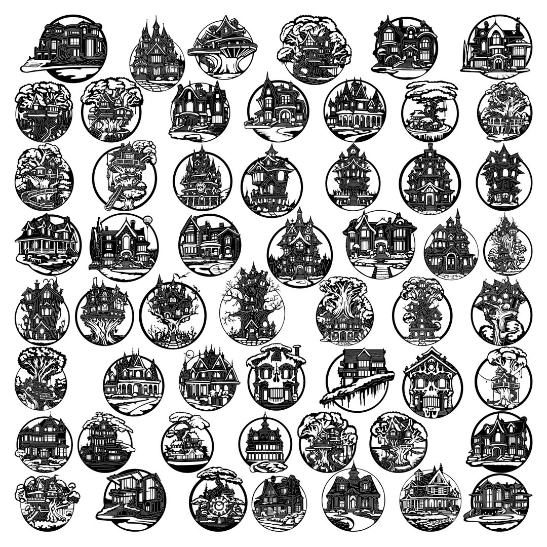 Magnificent Fascinating Houses-dxf Files and SVG Cut Ready for Cnc ...