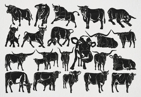 Bulls Longhorns Cows Buffalo and Calves-dxf Files Cut Ready - Etsy