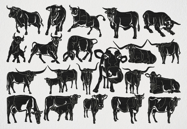 Bulls Longhorns Cows Buffalo and Calves-dxf Files Cut Ready - Etsy