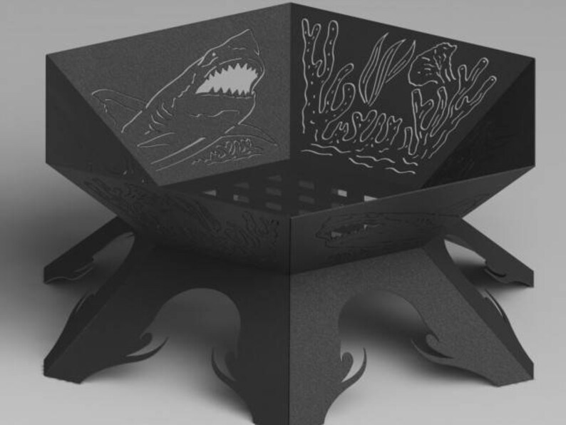 Fire Pit Hexagon Shark Fish and Coral Reef-dxf Files Cut Ready - Etsy