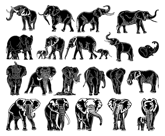 Elephants-dxf Files and SVG Cut Ready for Cnc Machines Laser | Etsy Canada