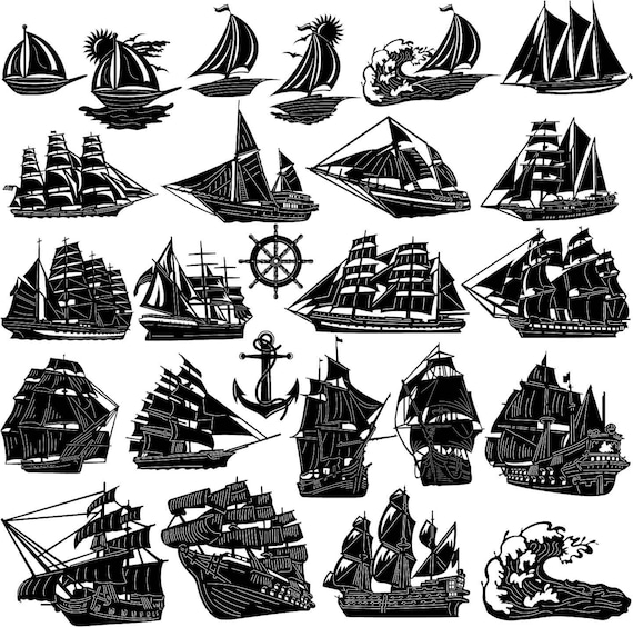Sailing Boats and Ships-DXF files and SVG cut ready for cnc | Etsy