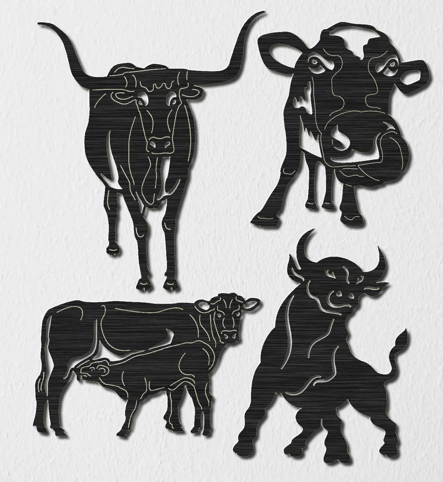 Bull, Longhorn, Cow and Calf-dxf Files Cut Ready for Cnc Machines ...