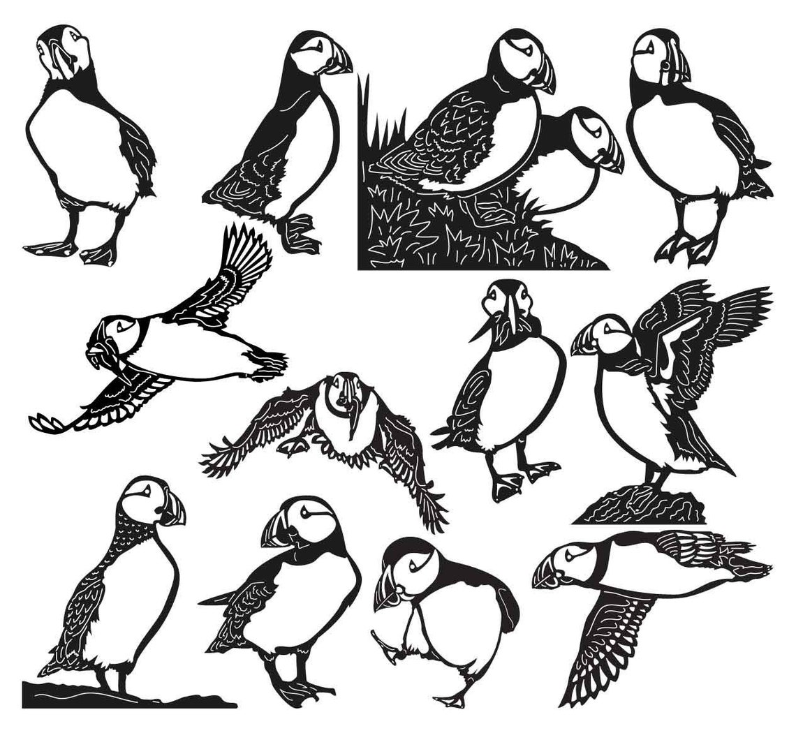 Puffin Birds-dxf Files and SVG Cut Ready for Cnc Machines, Laser ...