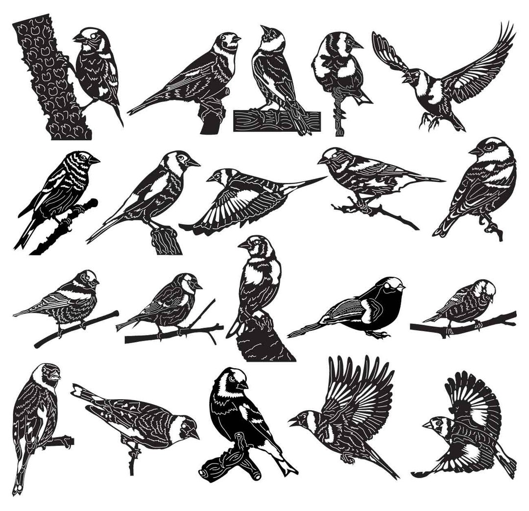 American and European Goldfinch Bird-dxf Files and SVG Cut Ready for ...
