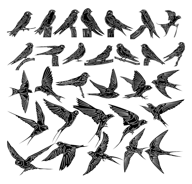 Swallows and Swifts Birds-dxf Files and SVG Cut Ready for Cnc - Etsy