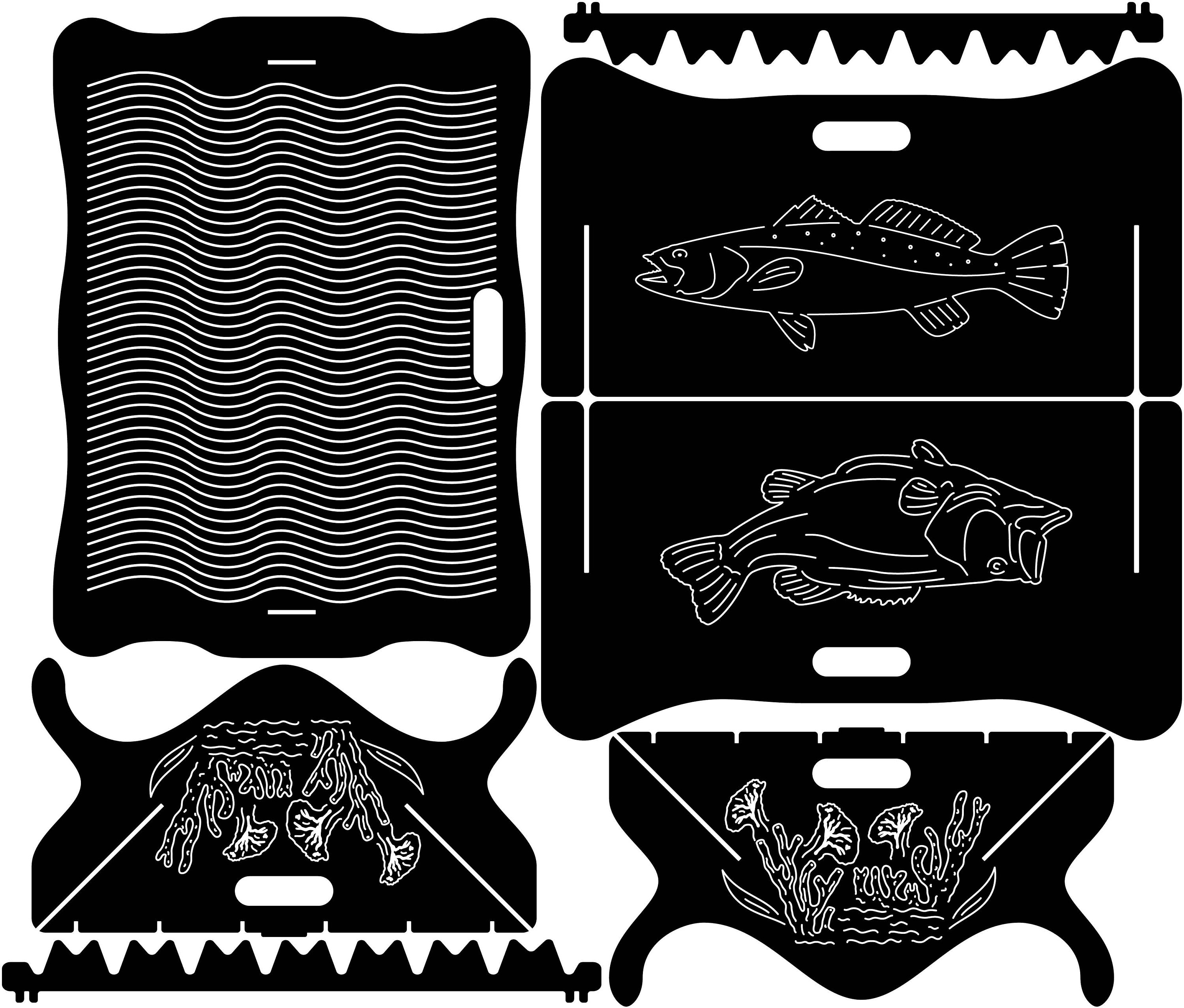 Fire Pit Collapsible Portable Trout and Bass Fishes-no Welding Needed ...