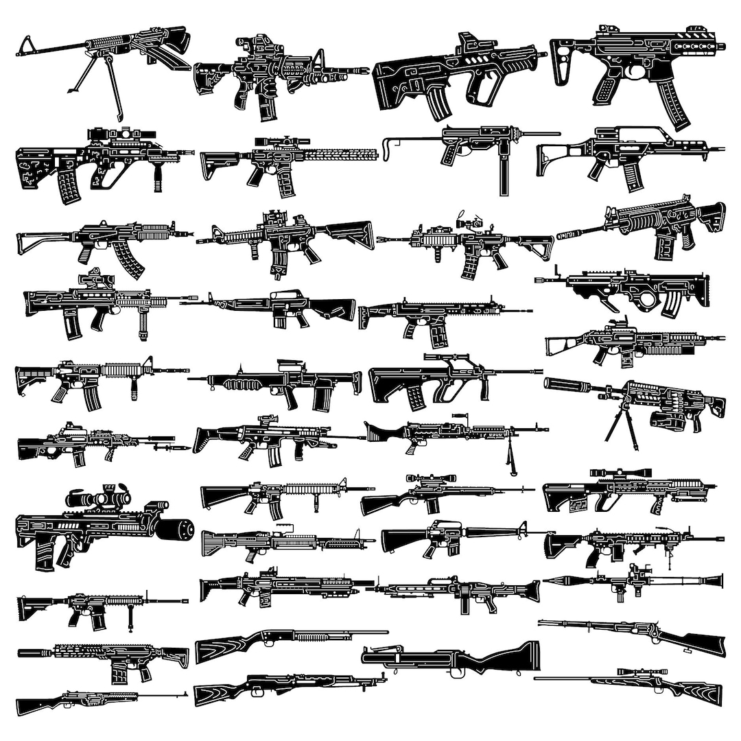 Military Guns Weapons-dxf Files and SVG Cut Ready for Cnc Machines ...
