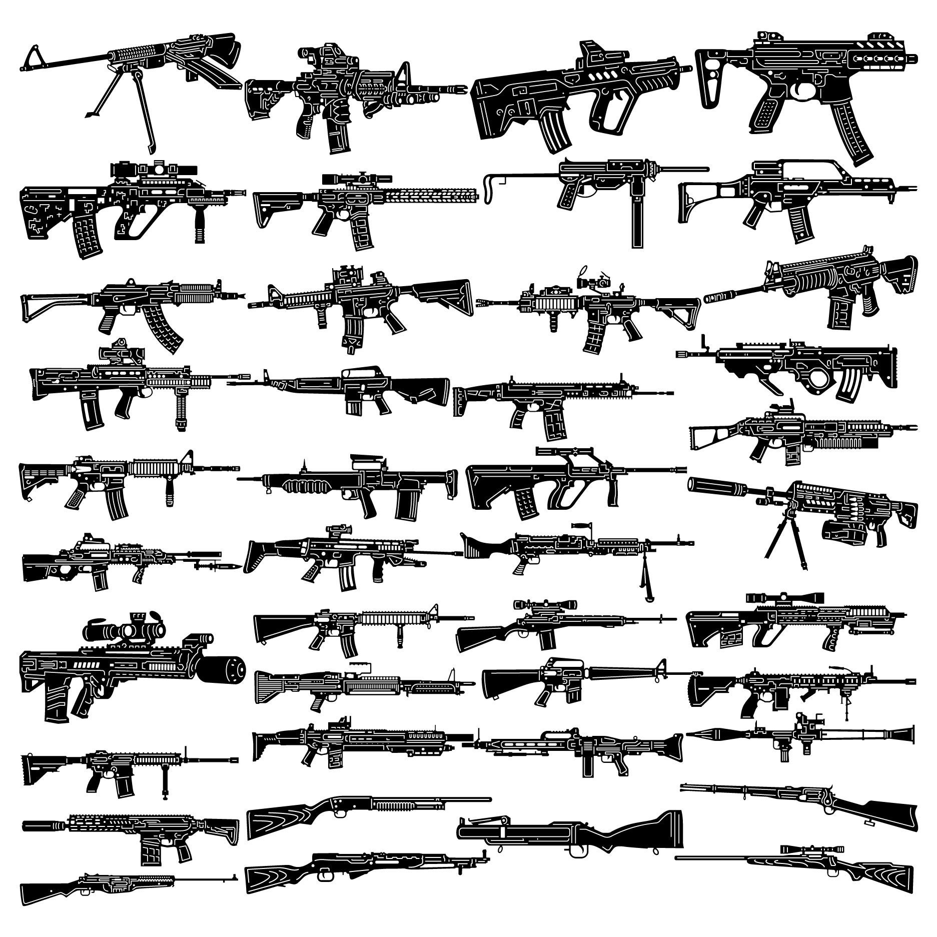 Military Guns Weapons-dxf Files and SVG Cut Ready for Cnc Machines ...