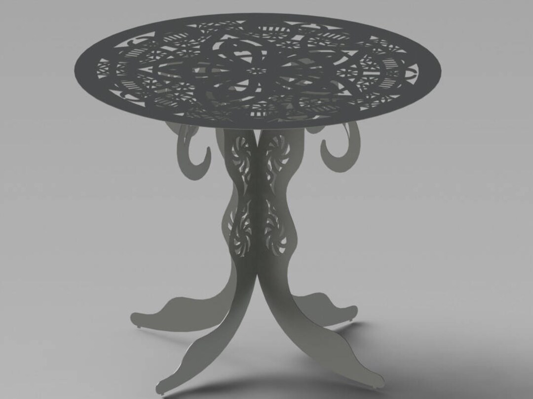 Ornamental Round Table With Traditional Style Scroll Legs-dxf Files Cut ...