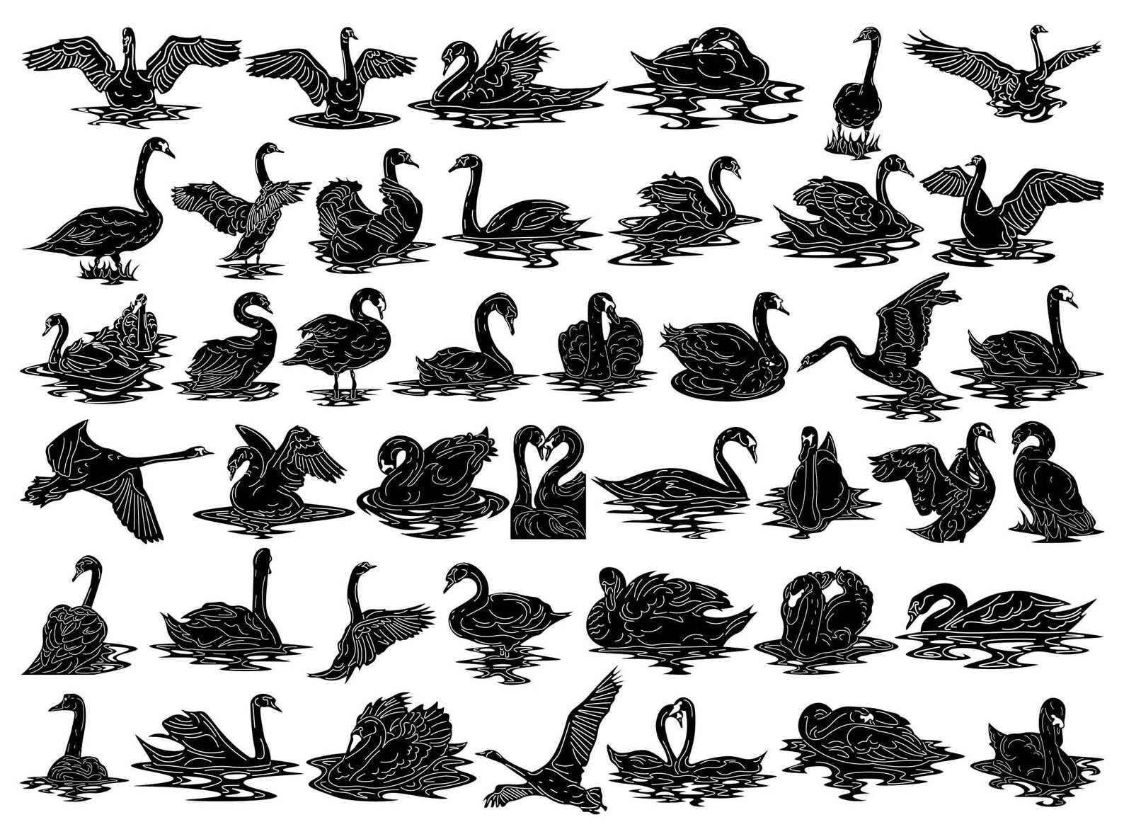 Swan Birds-dxf Files and SVG Cut Ready for Cnc Machines Laser - Etsy