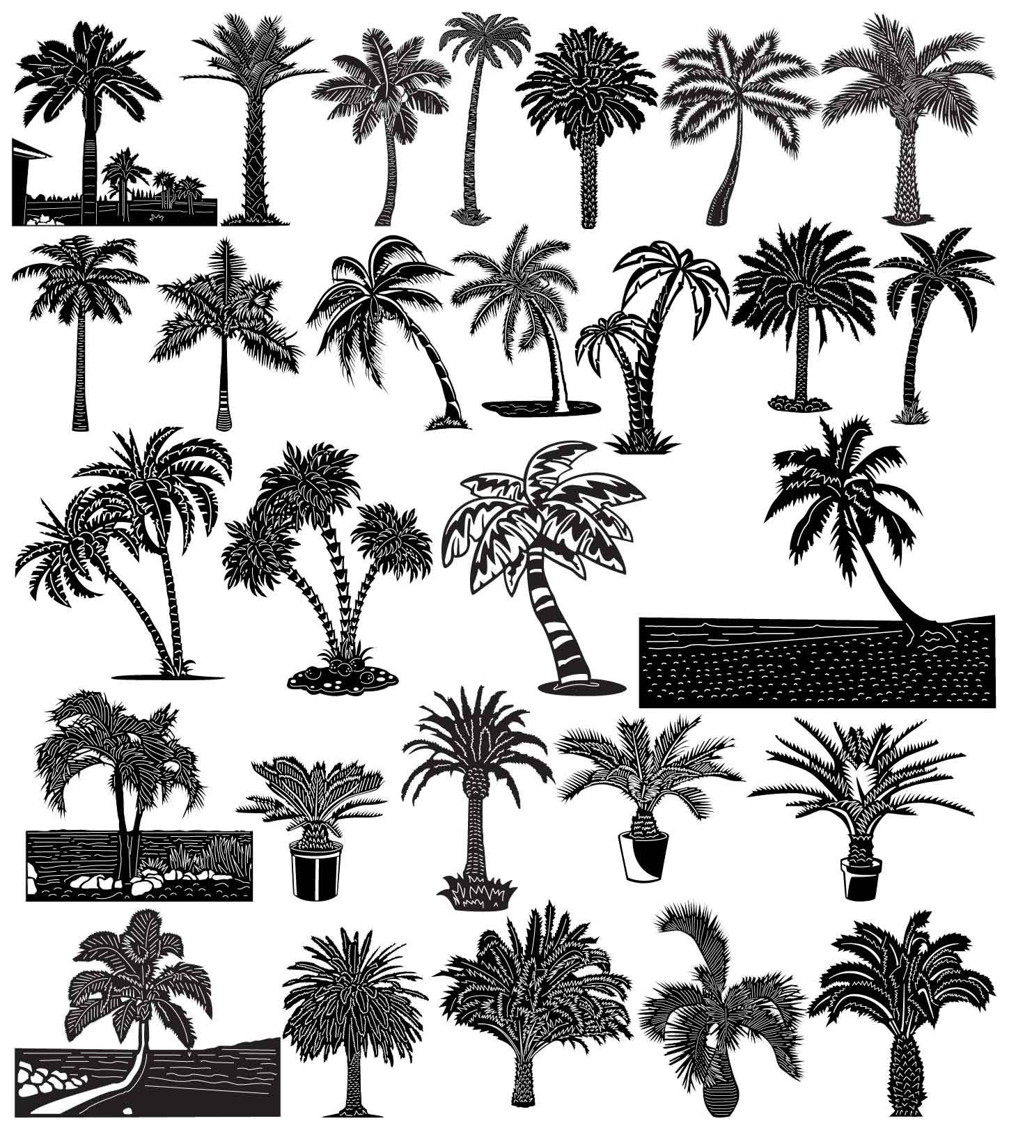 Palm Trees-dxf Files and SVG Cut Ready for Cnc Machines, Laser Cutting ...