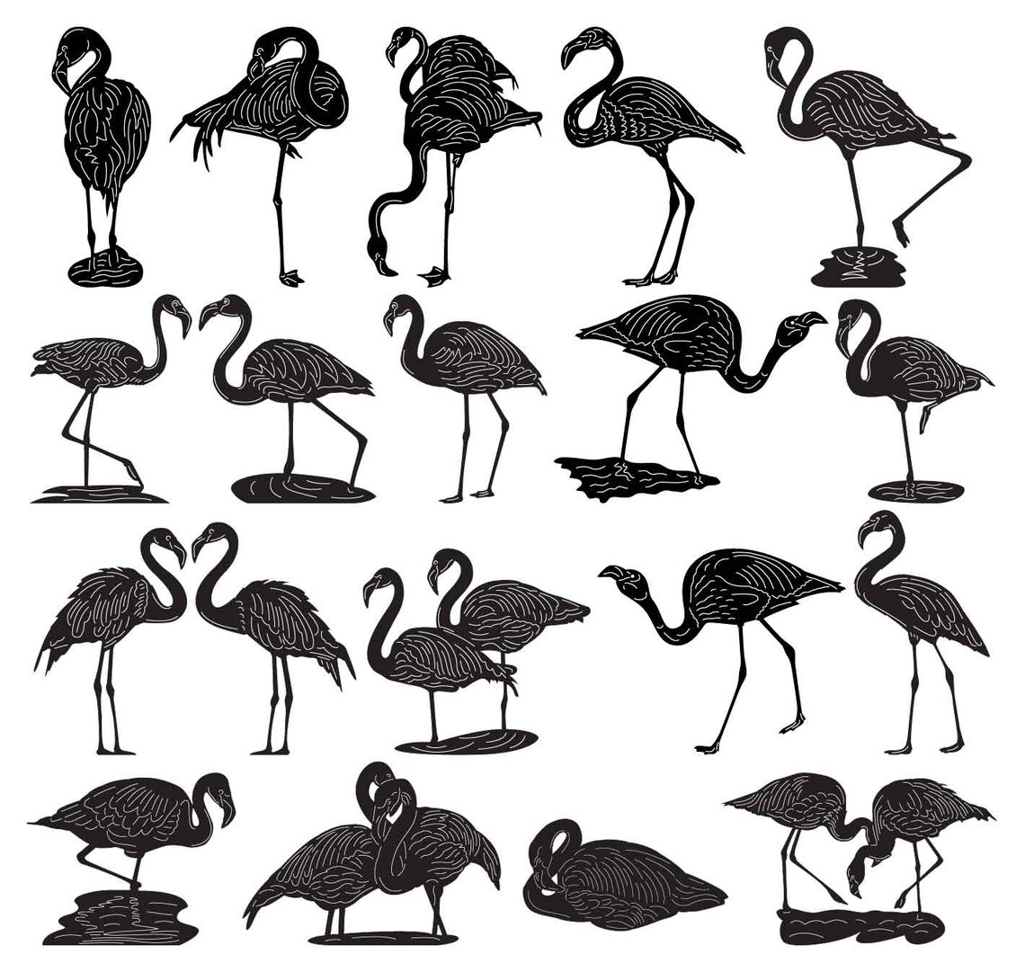 Flamingos Birds-dxf Files and SVG Cut Ready for Cnc Machines, Laser ...