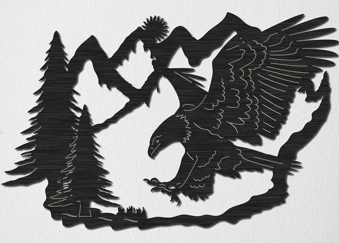 Eagle Attack Mountain View Scene-dxf Files Cut Ready for Cnc Machines ...
