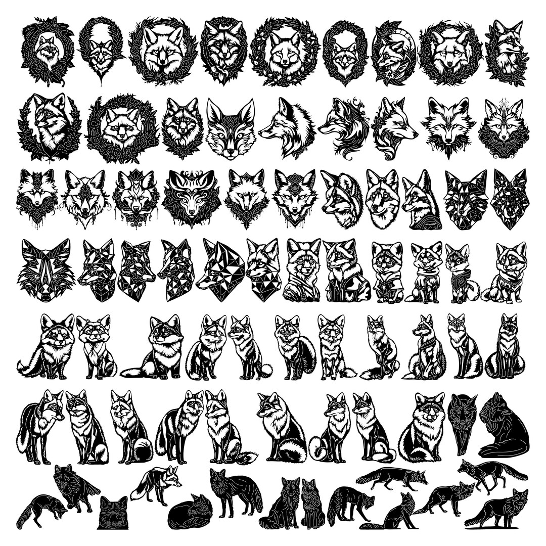 Wild Foxes-dxf Files and SVG Cut Ready for Cnc Machines, Laser Cutting ...