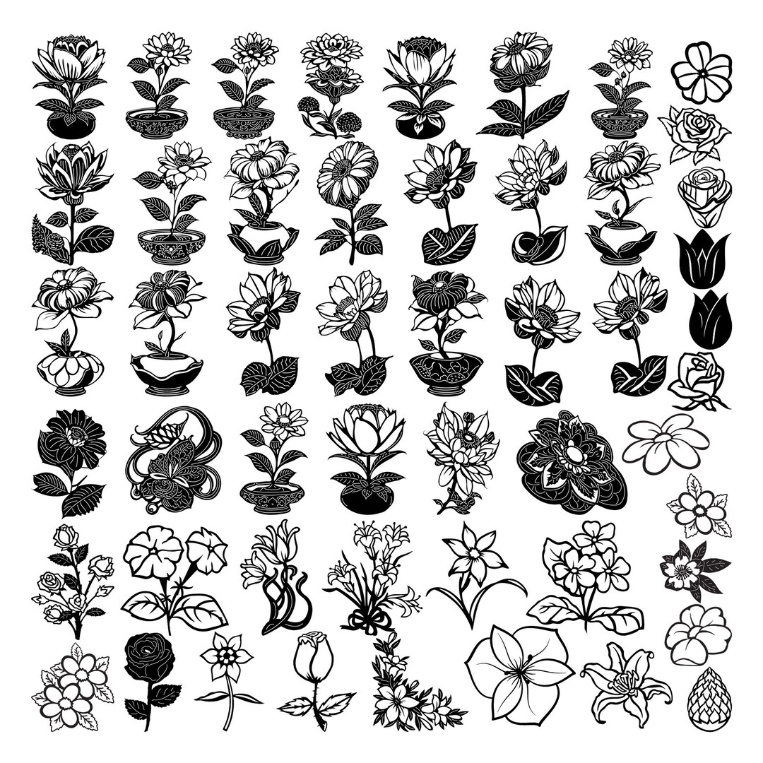 Flowers and Roses-dxf Files and SVG Cut Ready for Cnc Machines, Laser ...