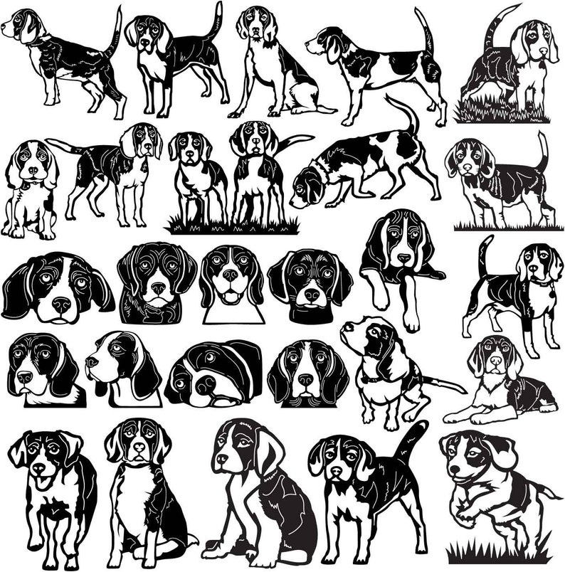Beagles Dogs-dxf Files and SVG Cut Ready for Cnc Machines, Laser ...
