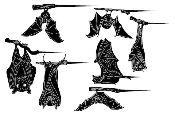 Wild Night Bats on Branch With Tree Spikes-dxf Files and SVG - Etsy