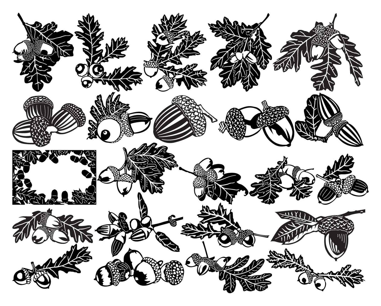 Acorns and Oak Leaves-dxf Files and SVG Cut Ready for Cnc Machines ...
