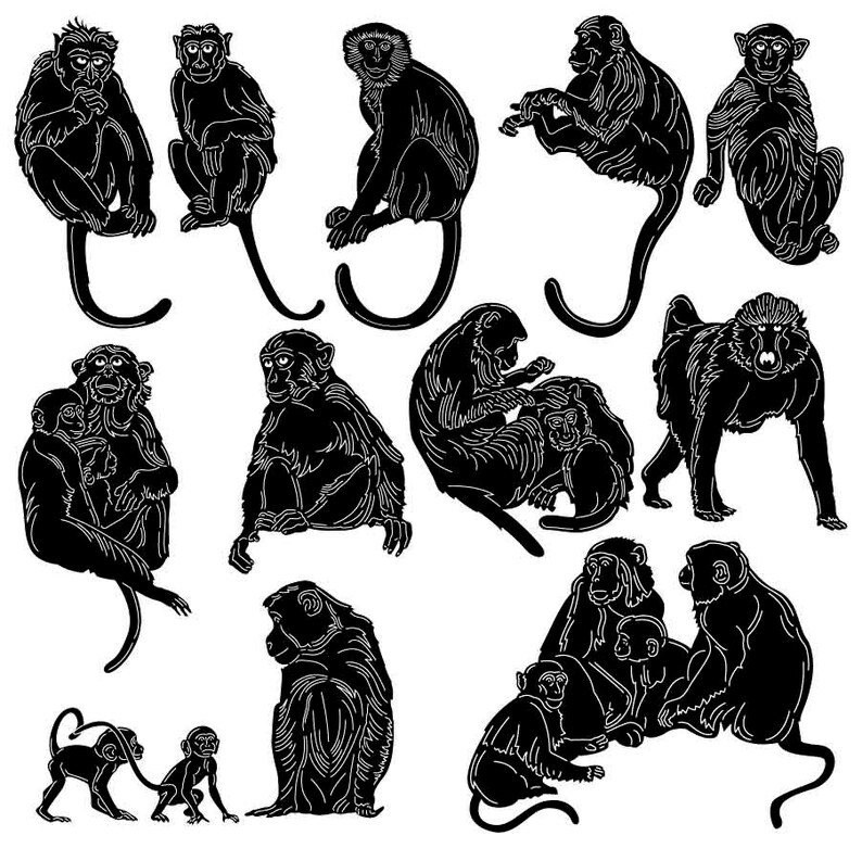 Monkeys-dxf Files and SVG Cut Ready for Cnc Machines, Laser Cutting and ...
