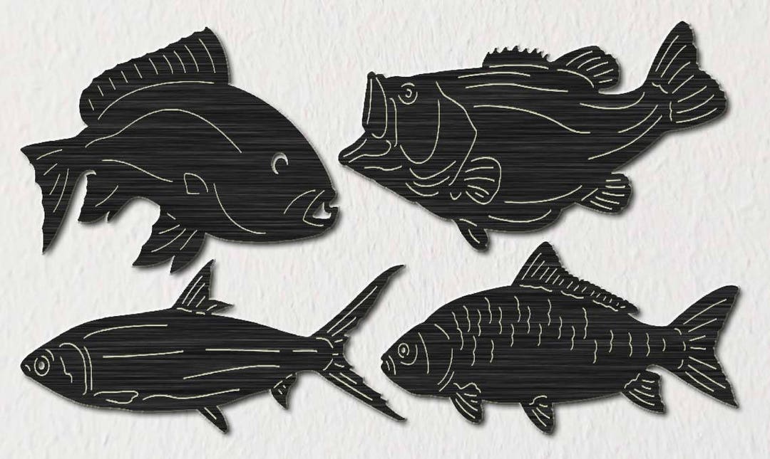 Tuna and Bass Fish DXF Files: CNC Laser and Plasma Cut Ready - Etsy