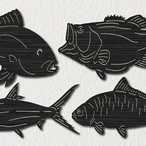 Fishes Tuna and Bass-dxf Files Cut Ready for Cnc Machines, Laser ...