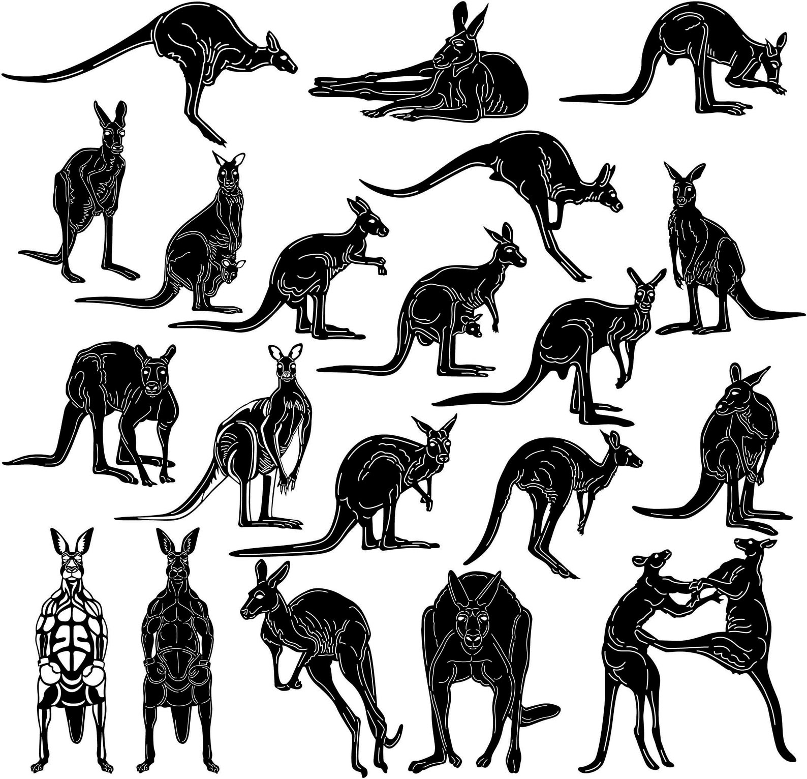 Australian Kangaroo-dxf Files and SVG Cut Ready for Cnc Machines, Laser ...