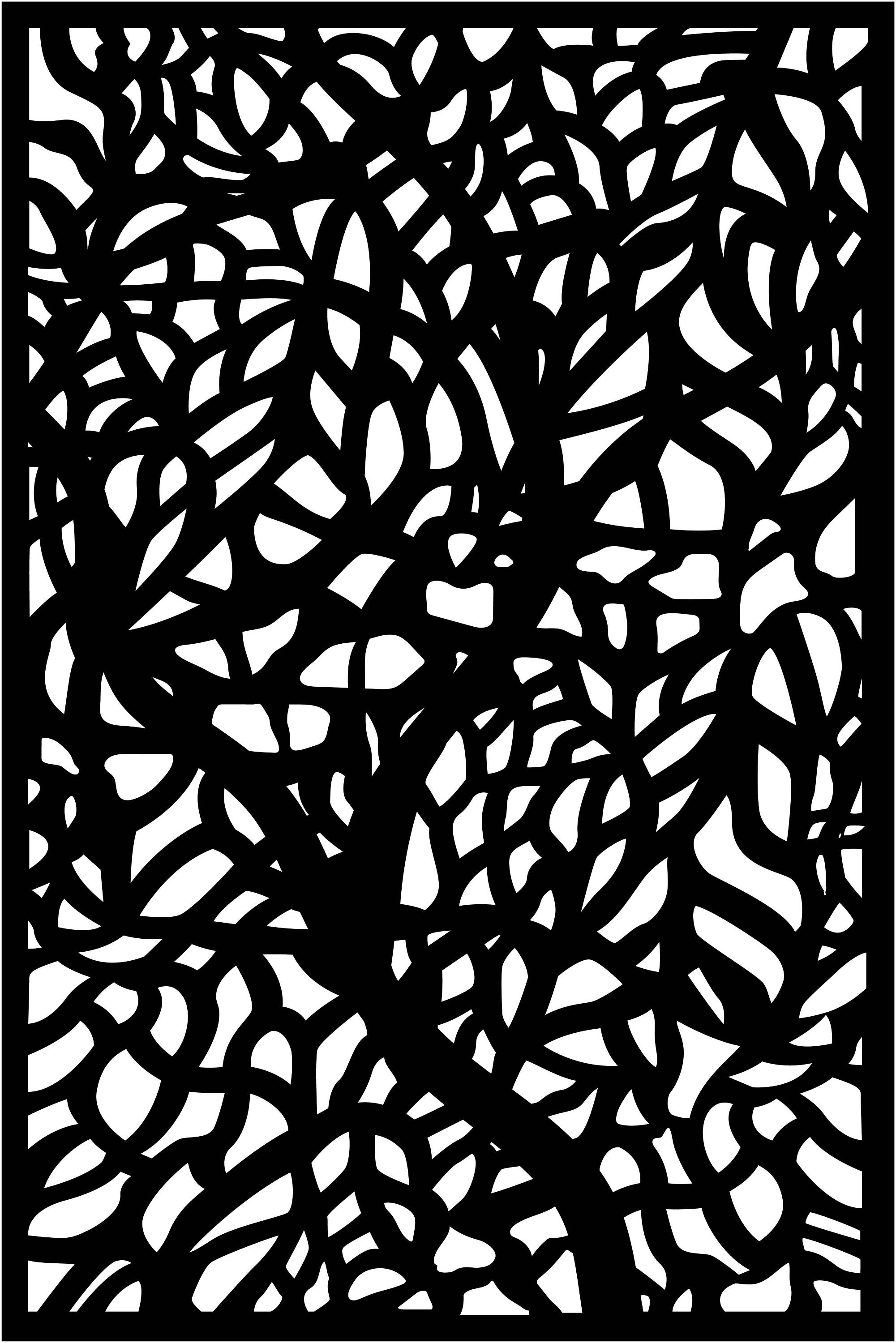 5 Panels Tree Privacy Screen Ornaments: CNC Laser Cut Files (DXF & SVG ...