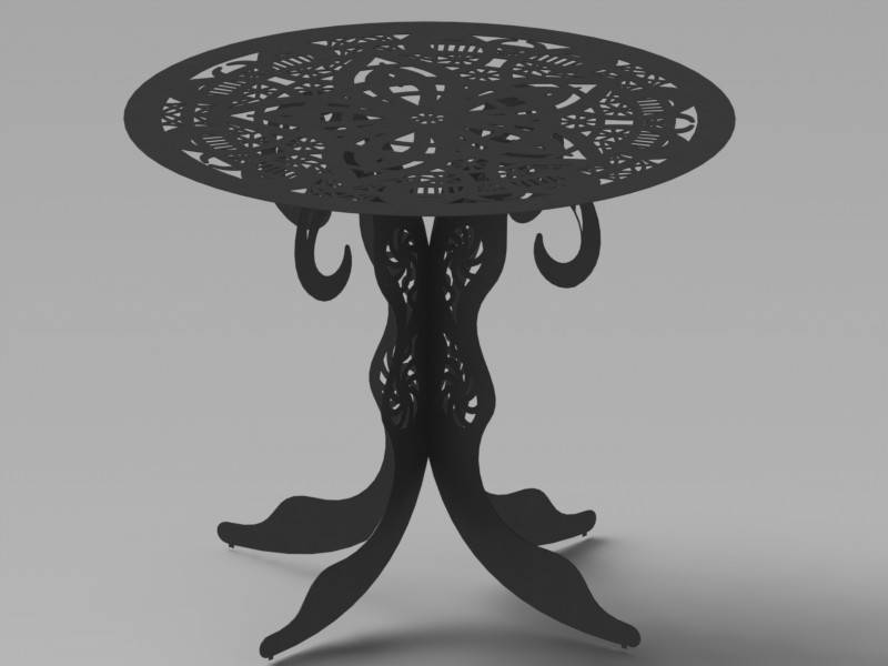 Ornamental Round Table with Traditional Style Scroll Legs-DXF | Etsy