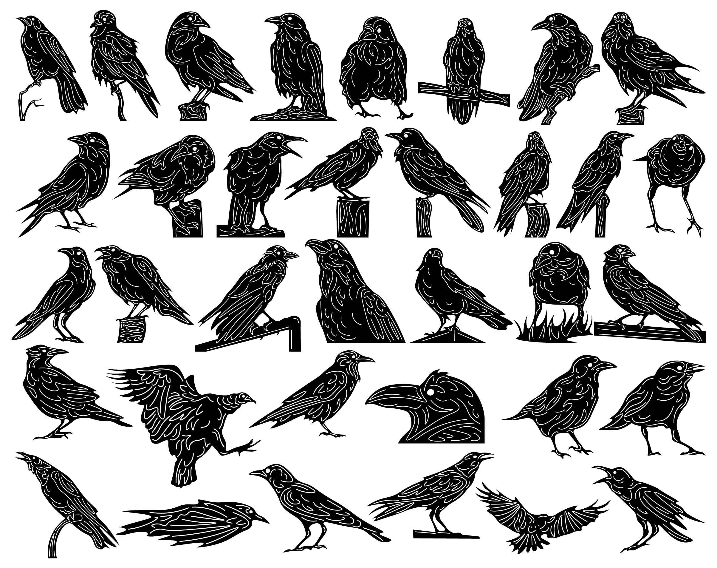 Crows and Raven Birds-dxf Files and SVG Cut Ready for Cnc Machines ...