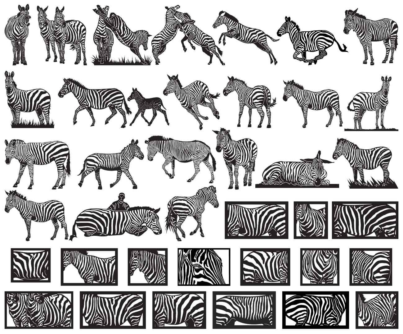 Zebra-dxf Files and SVG Cut Ready for Cnc Machines, Laser Cutting and ...